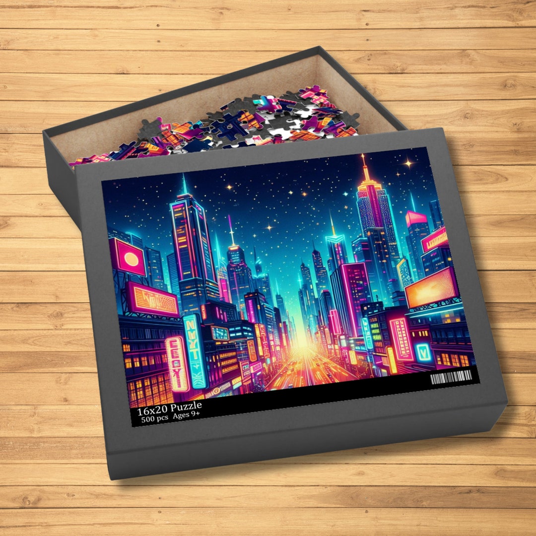 Neon City Puzzle-jigsaw Puzzle, Custom Puzzles, 500 Piece Puzzle ...