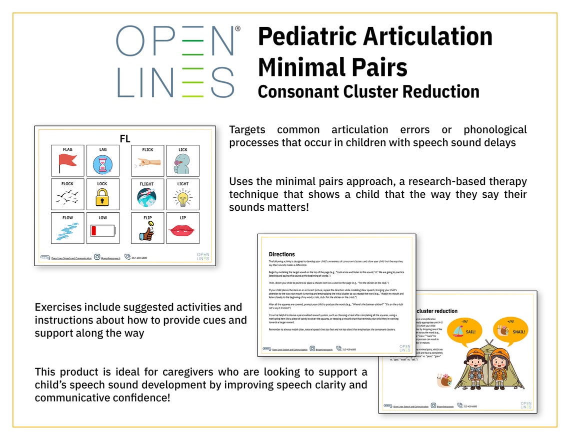 Speech Therapy Exercises: Consonant Cluster Reduction (minimal Pairs ...