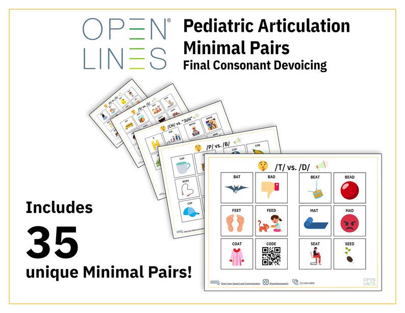 Speech Therapy Exercises: Final Consonant Devoicing (minimal Pairs ...