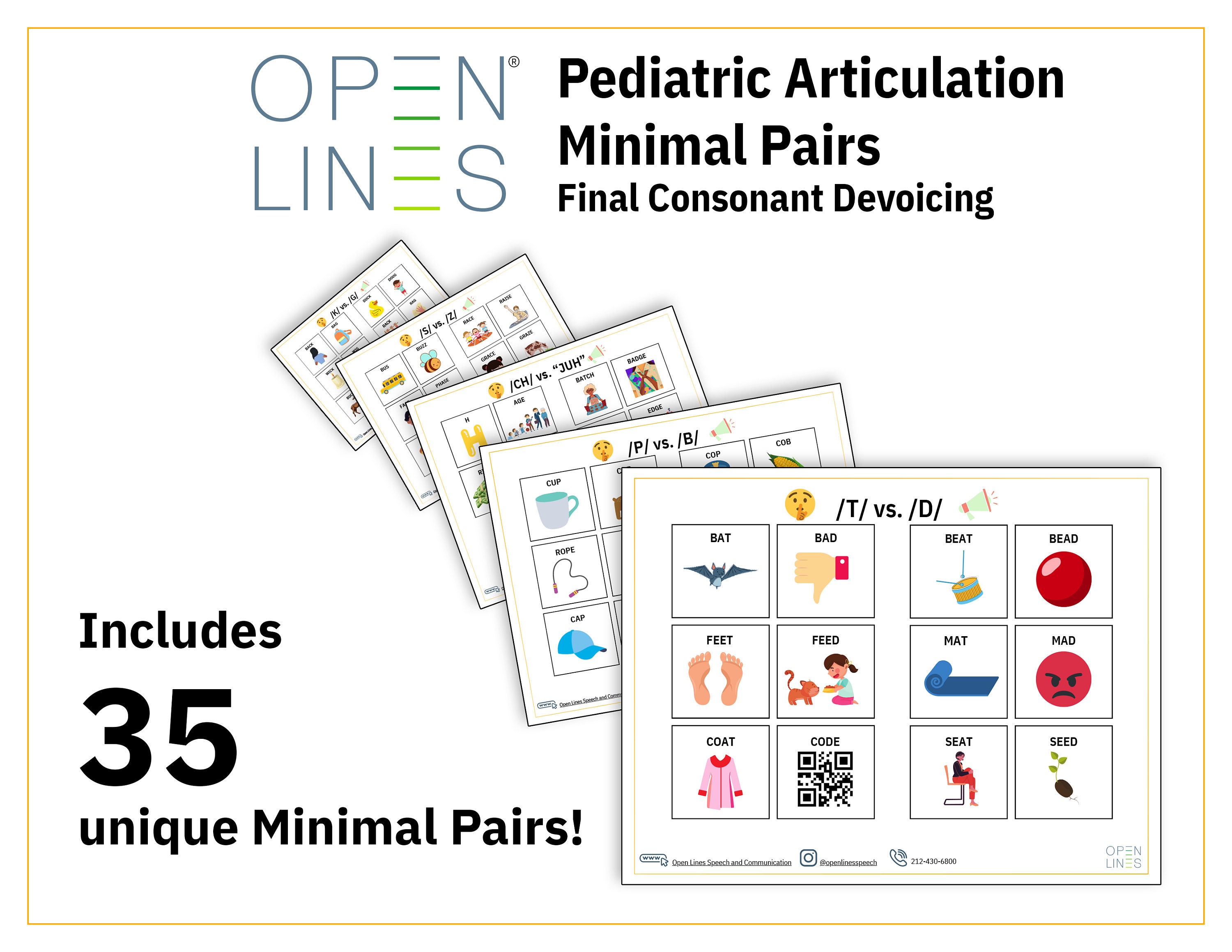 Speech Therapy Exercises: Final Consonant Devoicing (minimal Pairs ...
