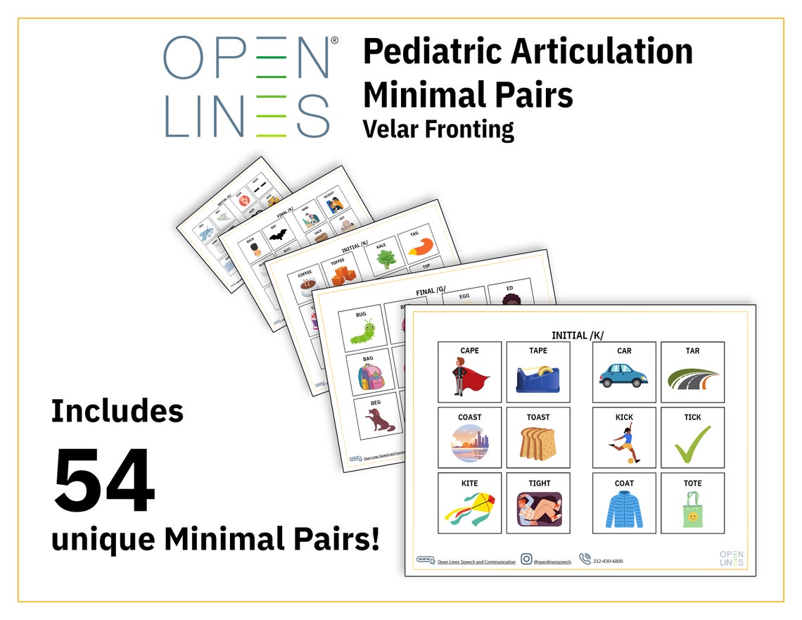 Speech Therapy Exercises: Velar Fronting (minimal Pairs) - Pediatric ...