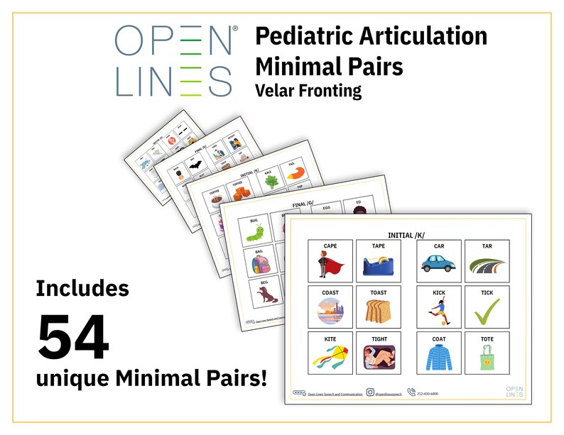 Speech Therapy Exercises: Velar Fronting (minimal Pairs) - Pediatric ...