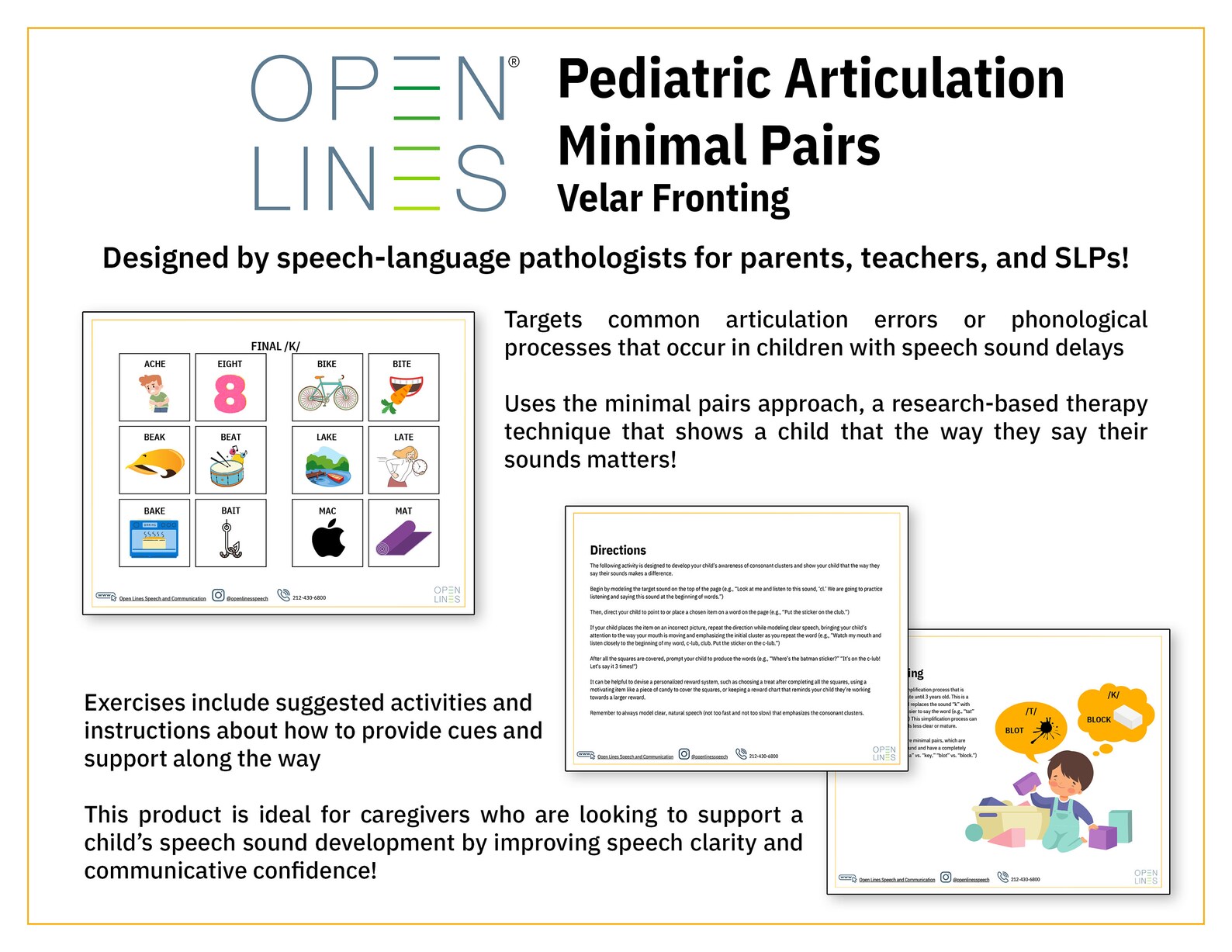 Speech Therapy Exercises: Velar Fronting (minimal Pairs) - Pediatric ...