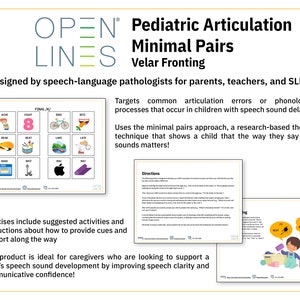 Speech Therapy Exercises: Velar Fronting (minimal Pairs) - Pediatric ...