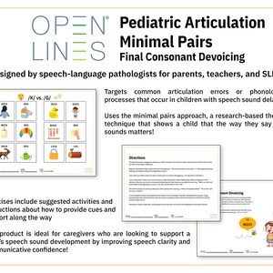 Speech Therapy Exercises: Final Consonant Devoicing (minimal Pairs ...