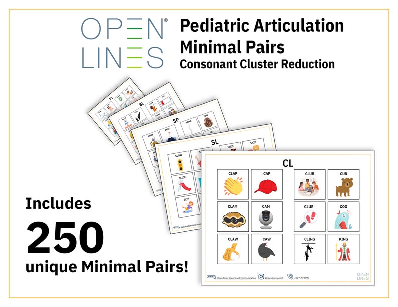 Speech Therapy Exercises: Consonant Cluster Reduction (minimal Pairs ...