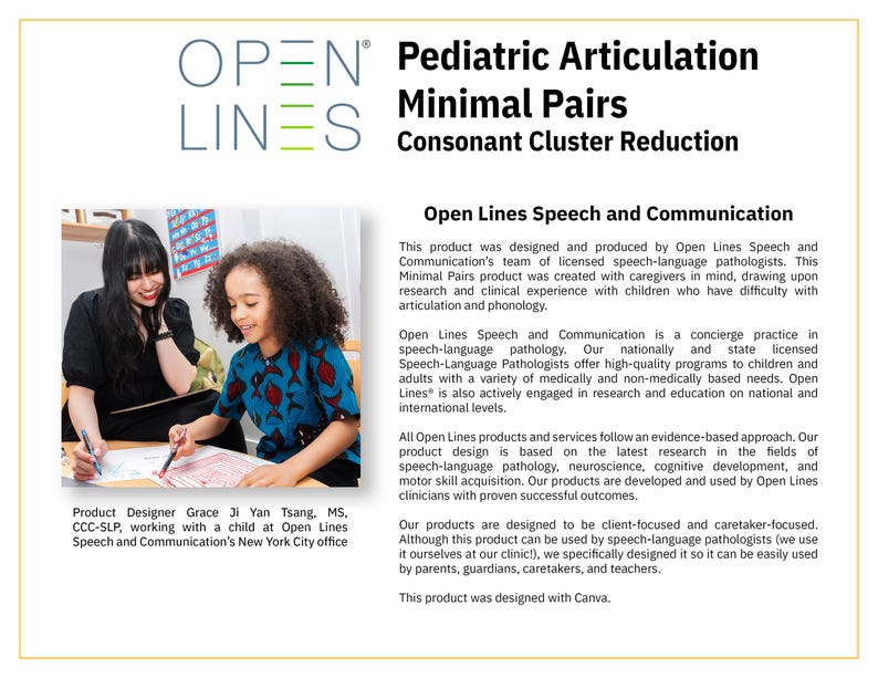 Speech Therapy Exercises: Consonant Cluster Reduction (minimal Pairs ...