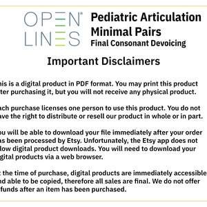 Speech Therapy Exercises: Final Consonant Devoicing (minimal Pairs ...