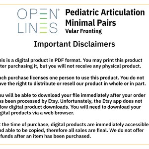 Speech Therapy Exercises: Velar Fronting (minimal Pairs) - Pediatric ...