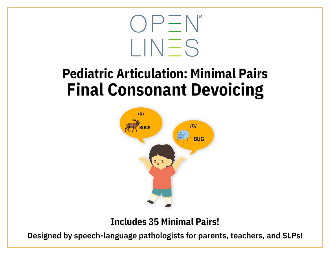 Speech Therapy Exercises: Final Consonant Devoicing (minimal Pairs ...