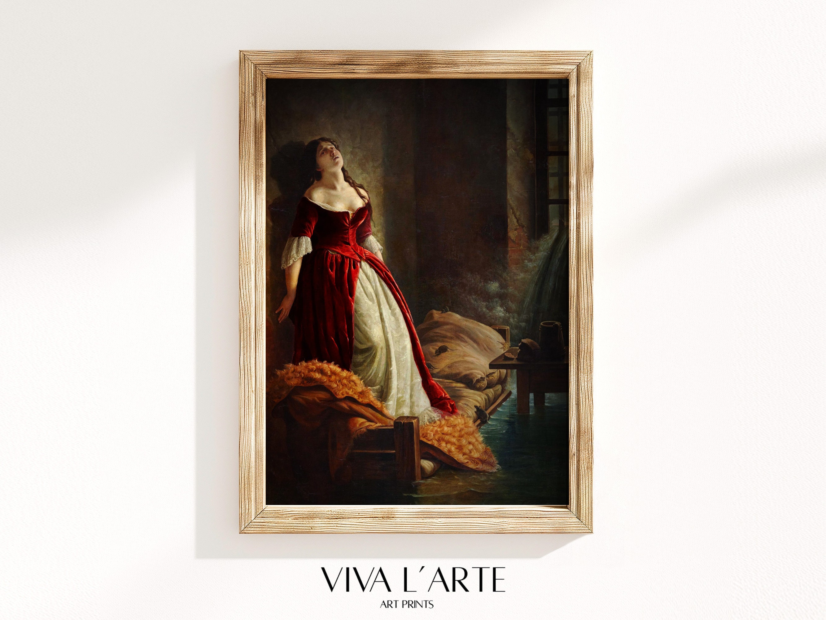 Female Rage Art | Woman in Red Dress Print | Vintage Oil Painting ...