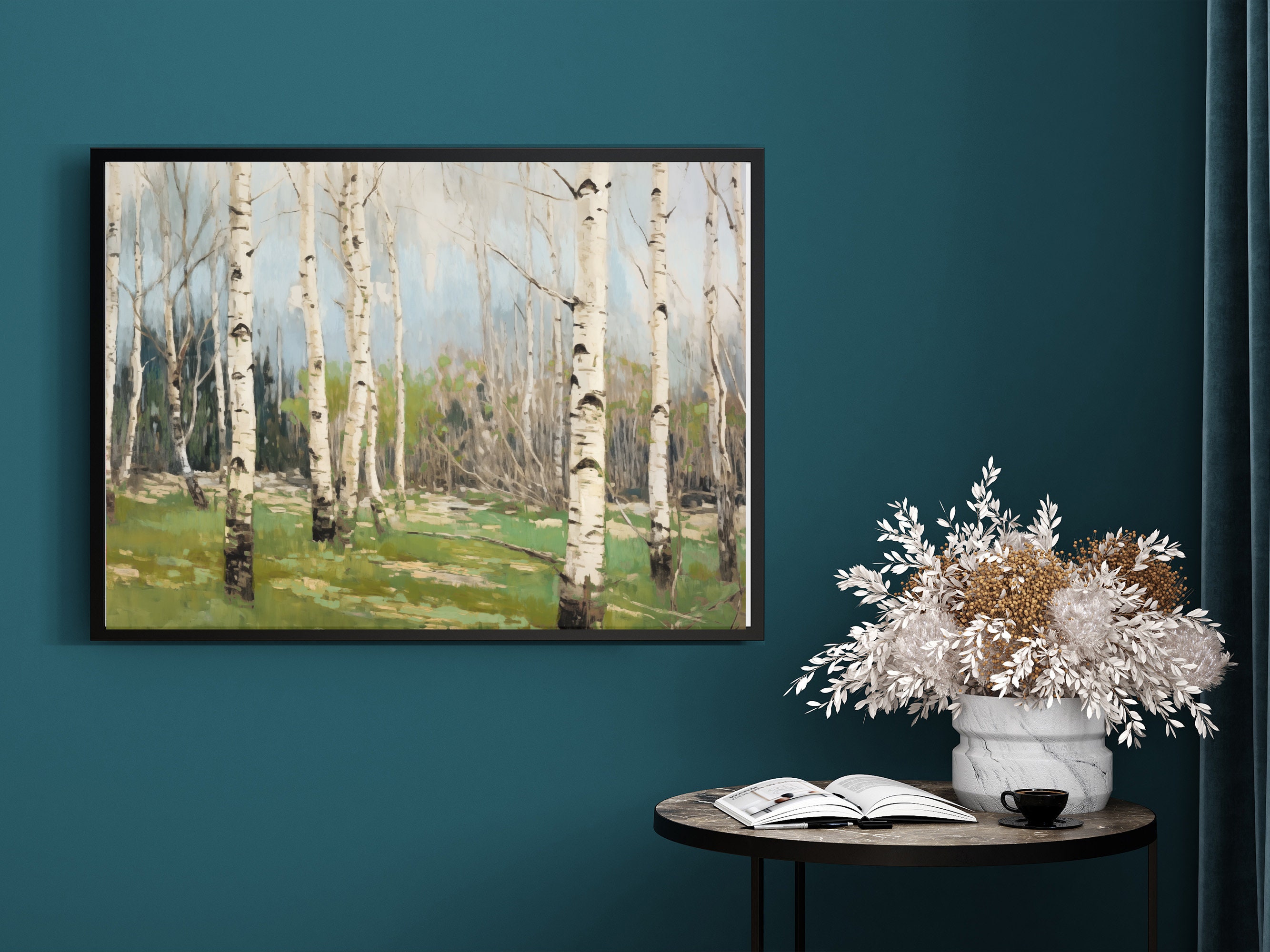 Printable Forrest Painting Birch Forrest Paint Downloadable Oil Art ...