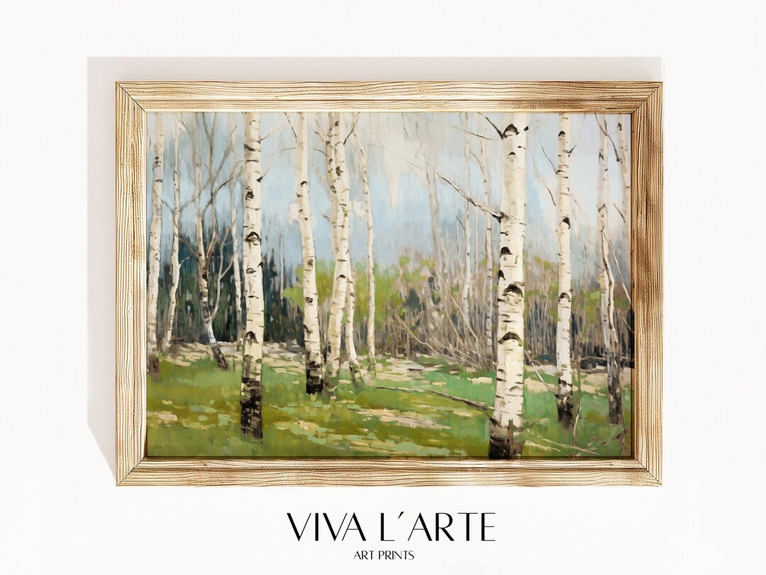 Printable Forrest Painting Birch Forrest Paint Downloadable Oil Art ...