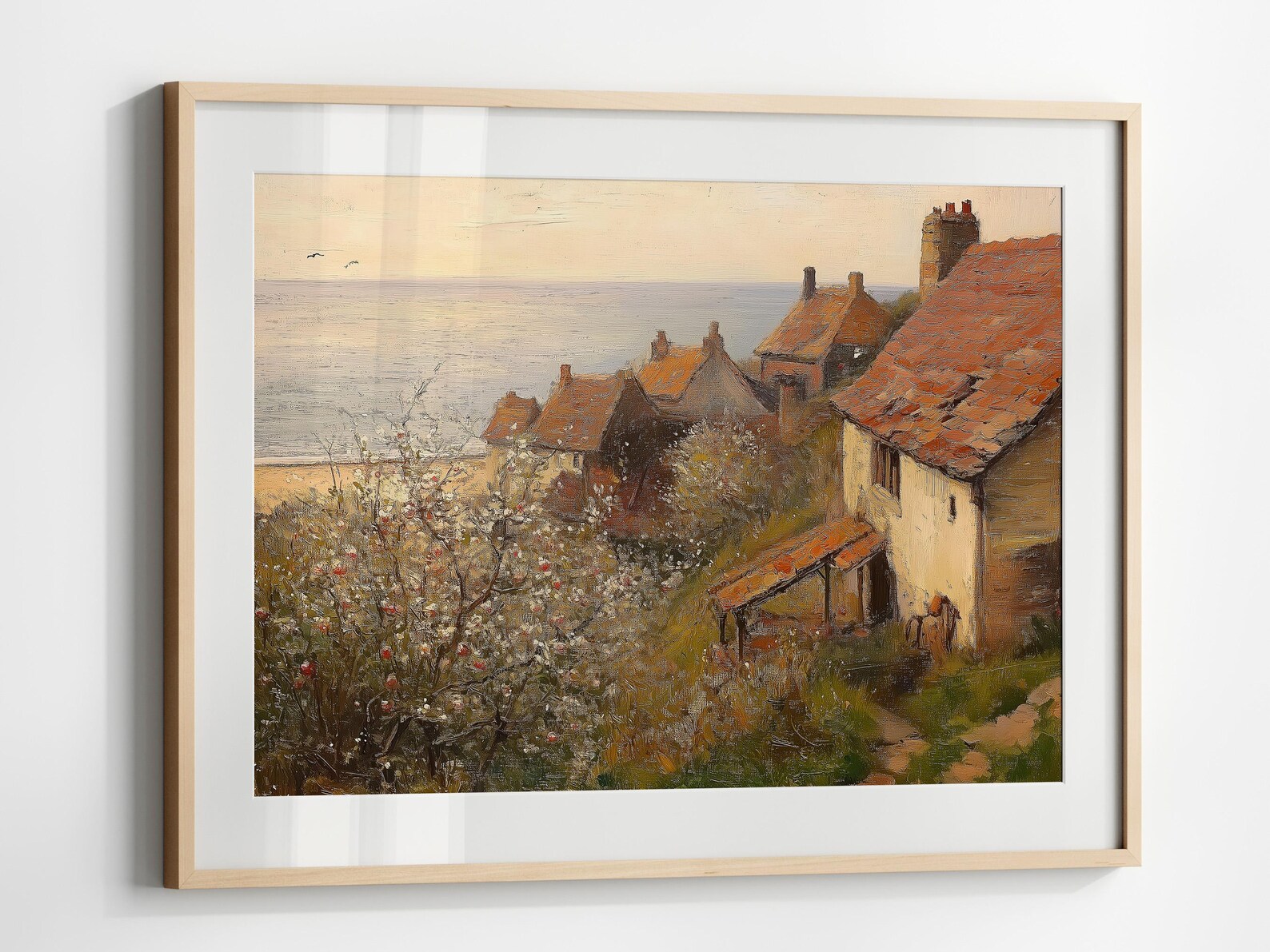Printable Vintage Landscape Vintage Warm Tone Coastal Painting Moody ...