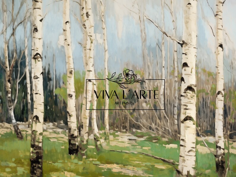 Printable Forrest Painting Birch Forrest Paint Downloadable Oil Art ...