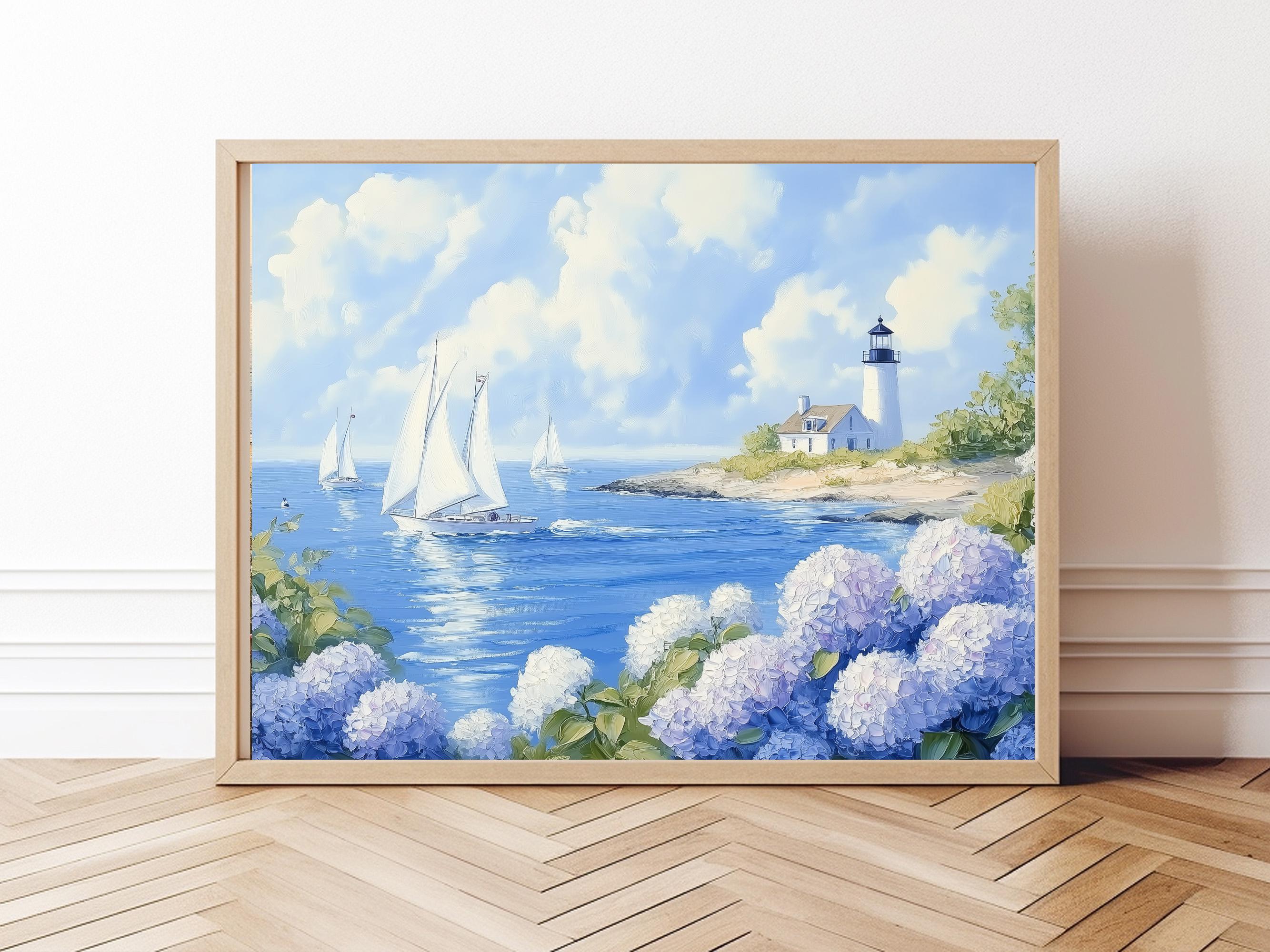 Printable Nantucket Coastal Landscape, Nantucket Painting Digital ...