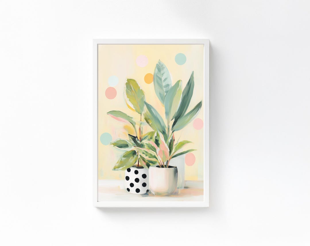 Plant Wall Art Illustration, Boho Botanical Decor, Modern Pastel Home ...