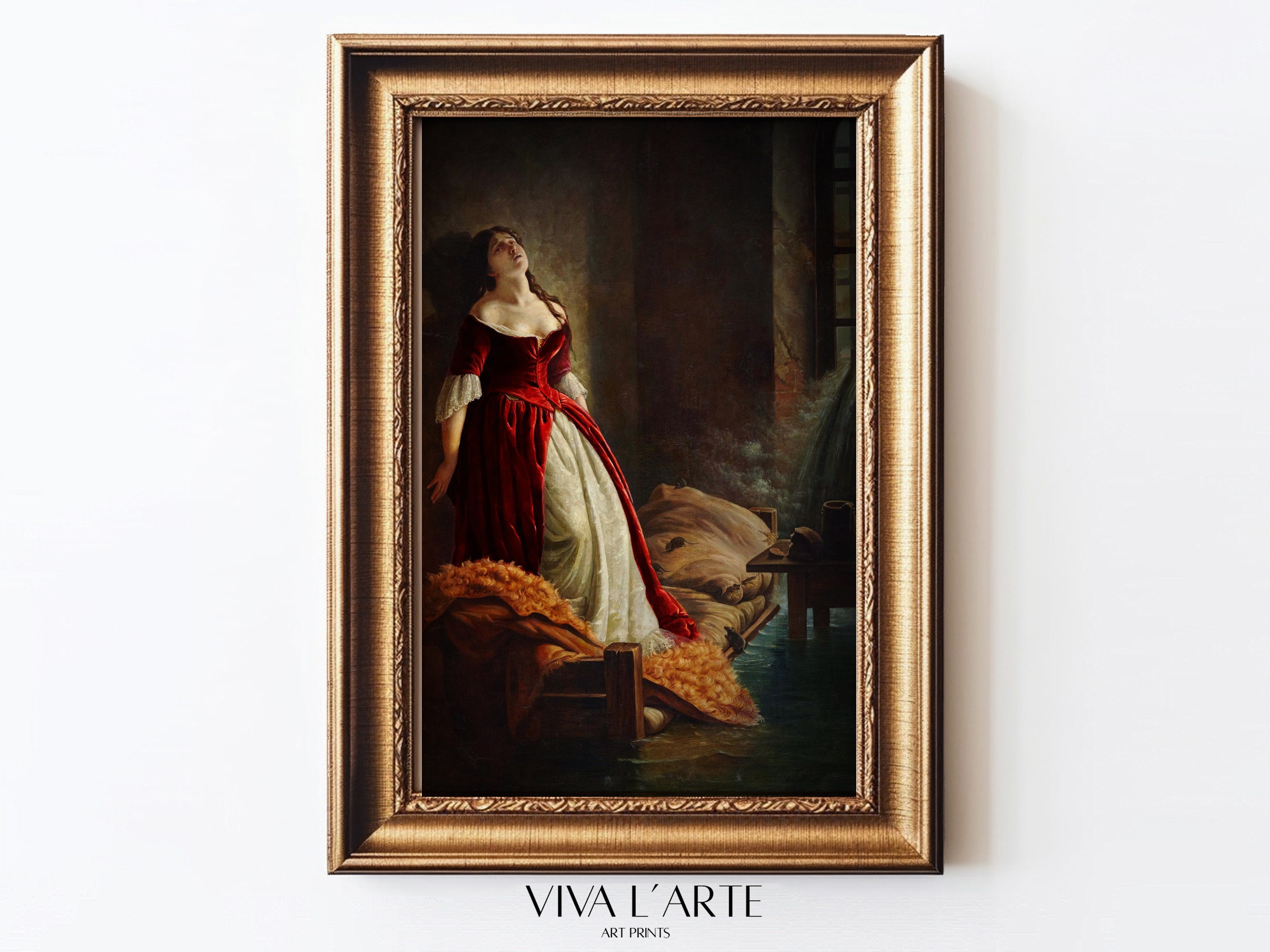 Female Rage Art | Woman in Red Dress Print | Vintage Oil Painting ...