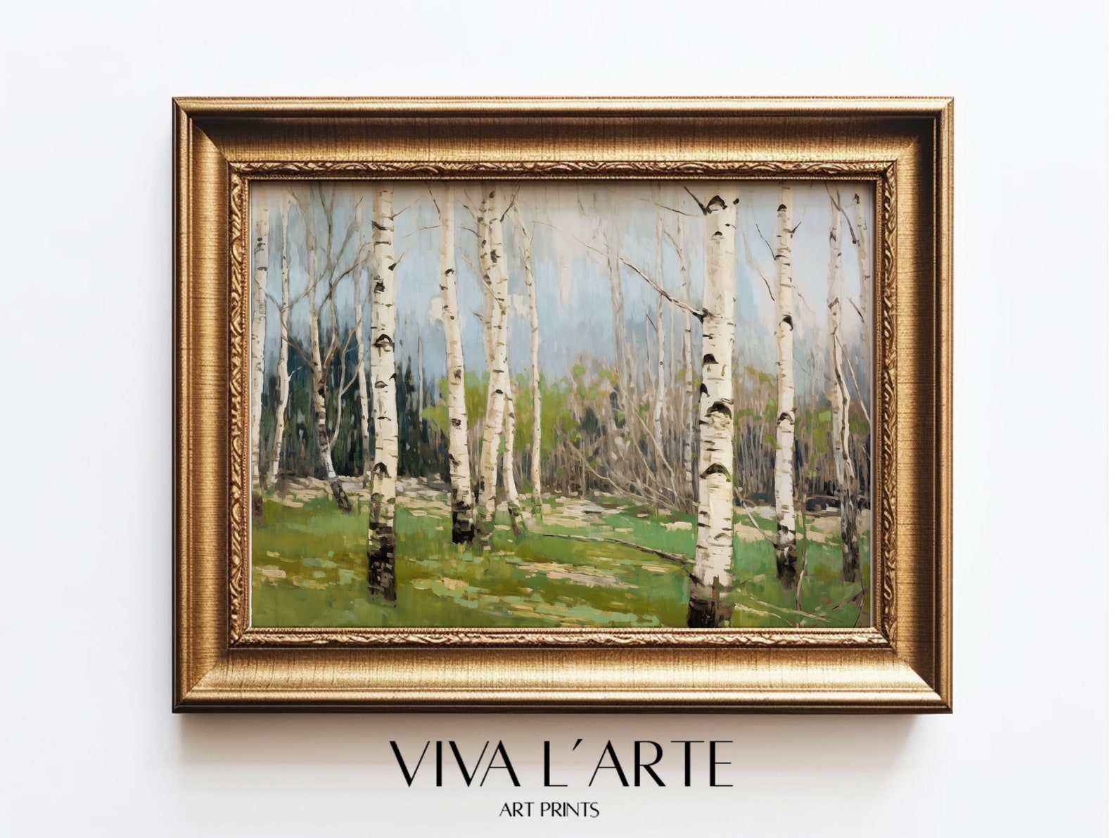 Printable Forrest Painting Birch Forrest Paint Downloadable Oil Art ...
