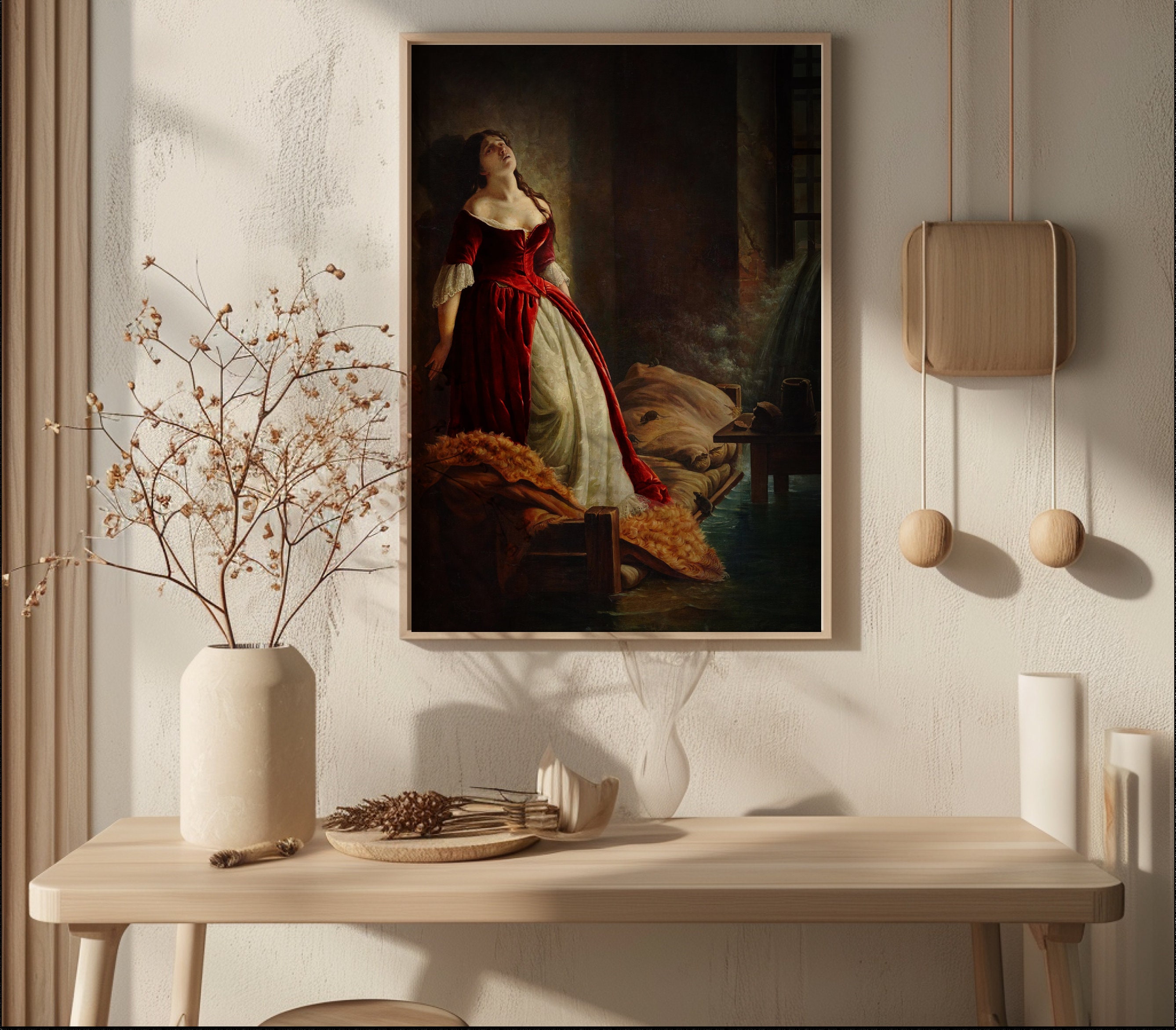 Female Rage Art | Woman in Red Dress Print | Vintage Oil Painting ...