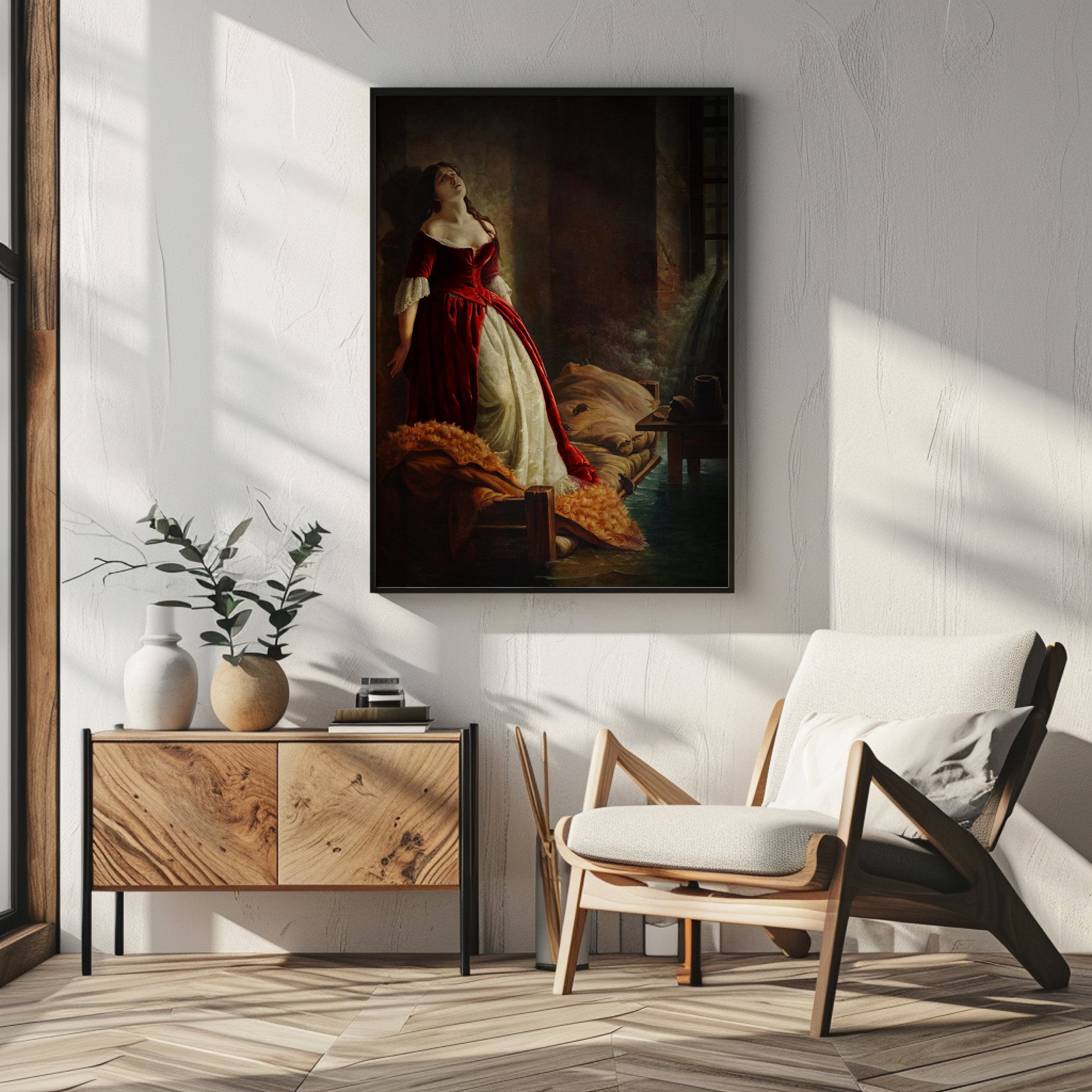 Female Rage Art | Woman in Red Dress Print | Vintage Oil Painting ...