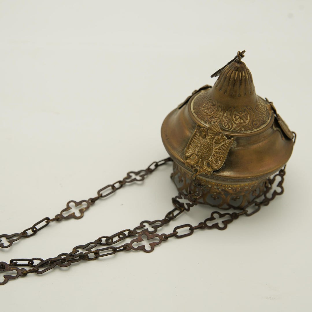 Antique Brass Censer Ornate Hanging Incense Burner With Chains - Etsy