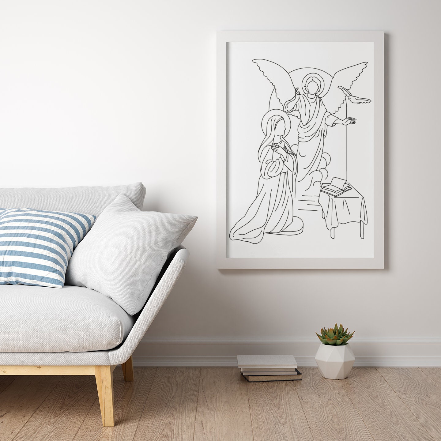 The Annunciation of the Blessed Virgin Mary Minimalist Line Art ...
