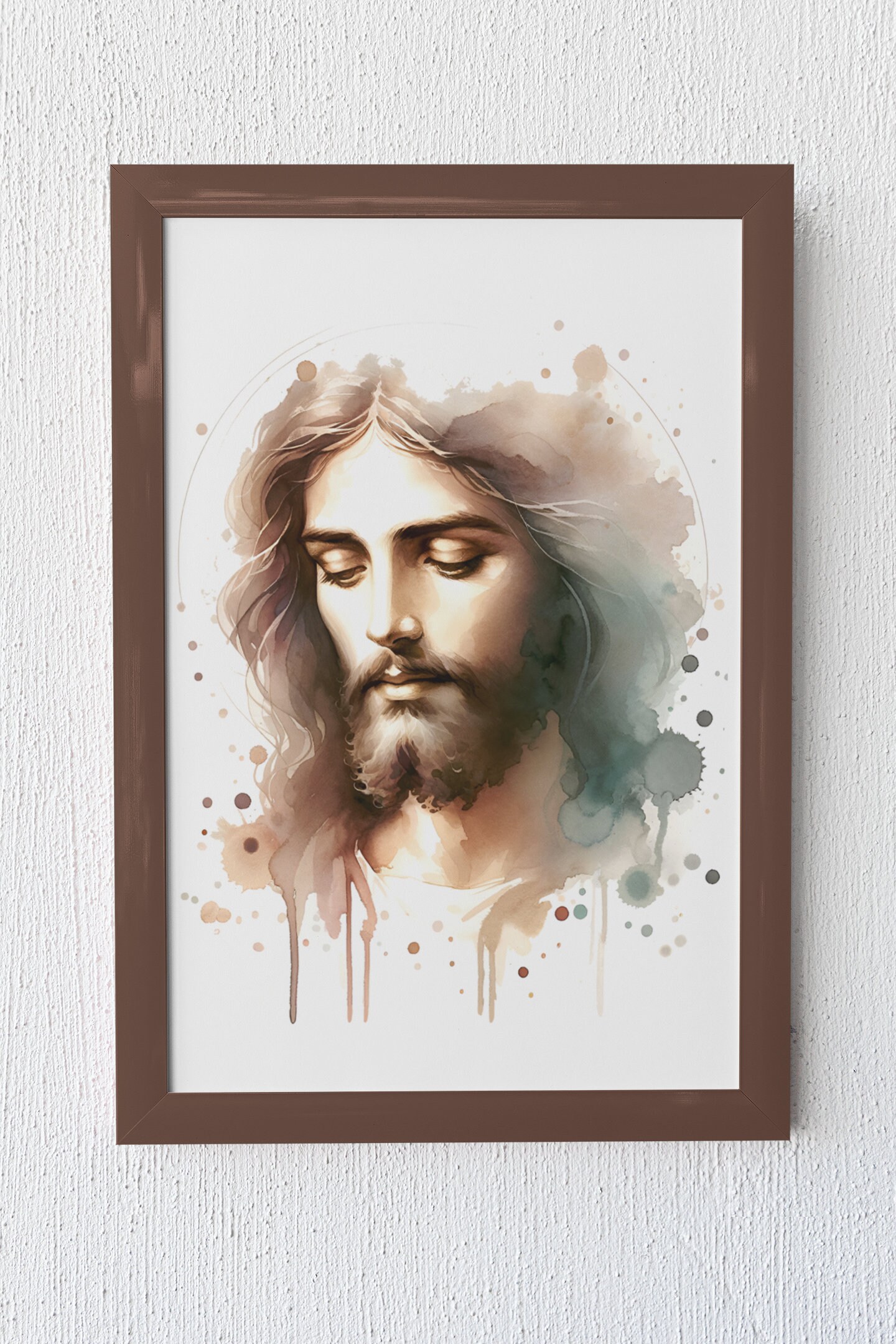 Gentle Savior Printable Art, Watercolor Portrait of Jesus, Bible Verse ...