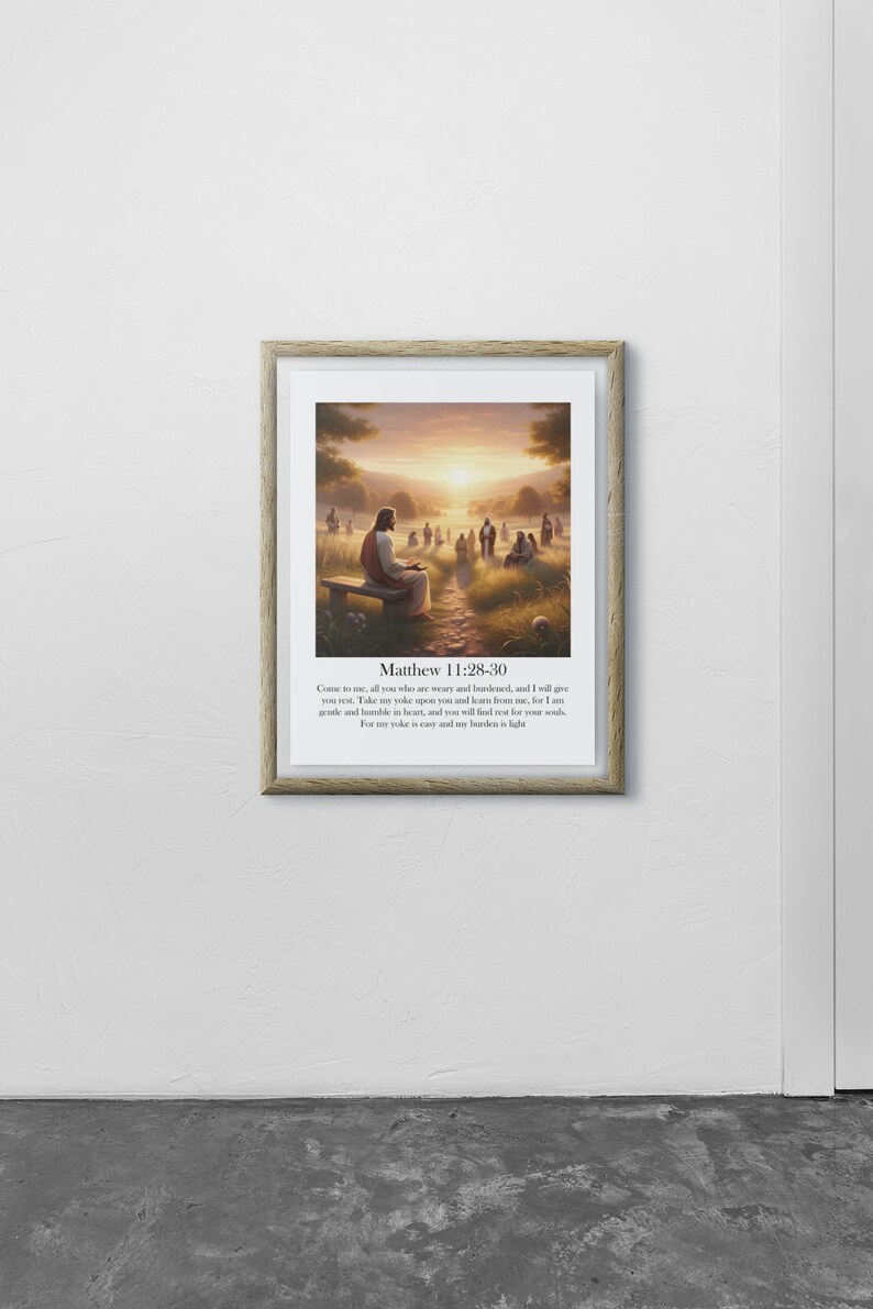 Matthew 11:28-30 Printable Art, I Will Give You Rest, Bible Verse Art ...