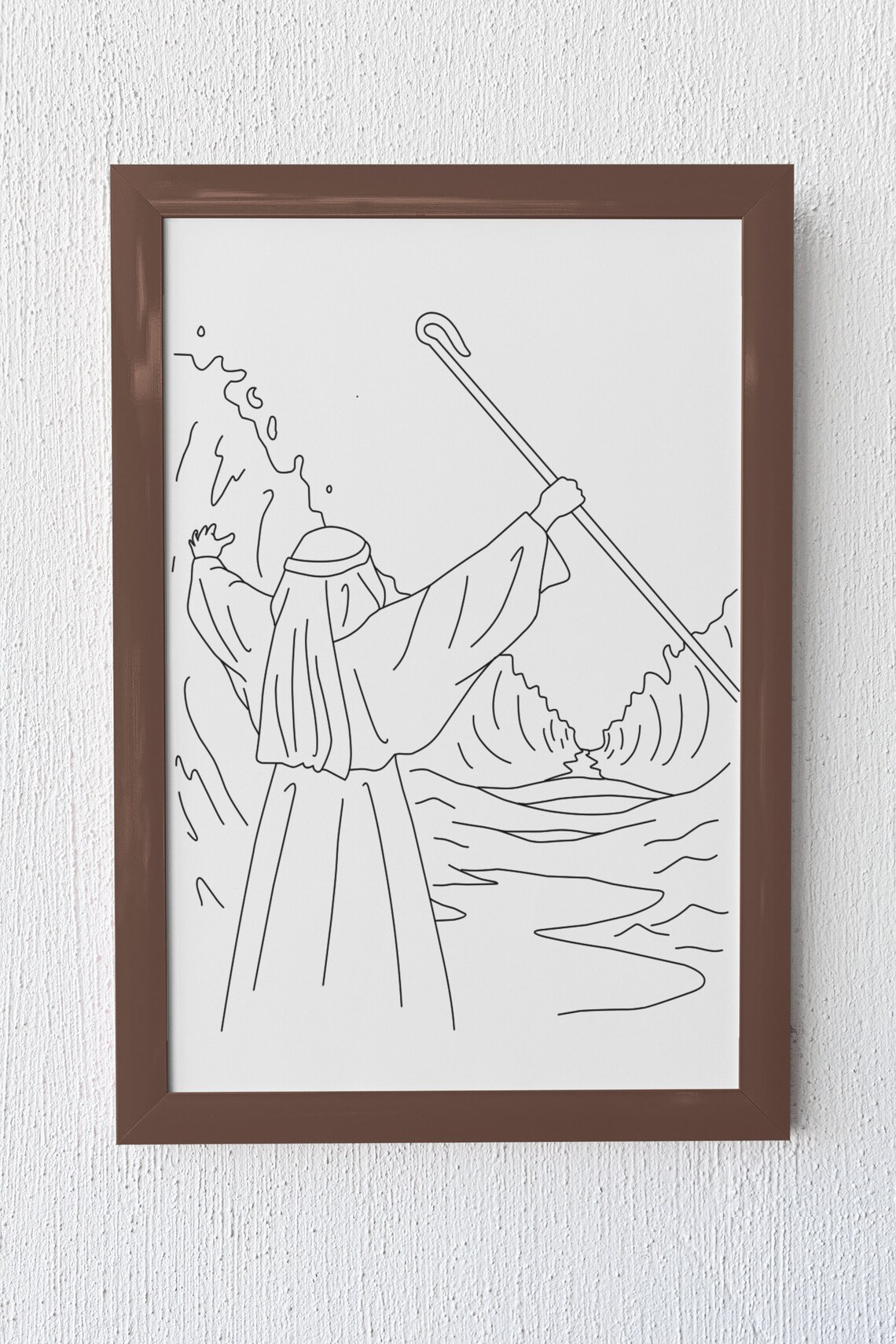 Moses Parting the Red Sea Printable Wall Art, Bible Sketch, Minimalist ...