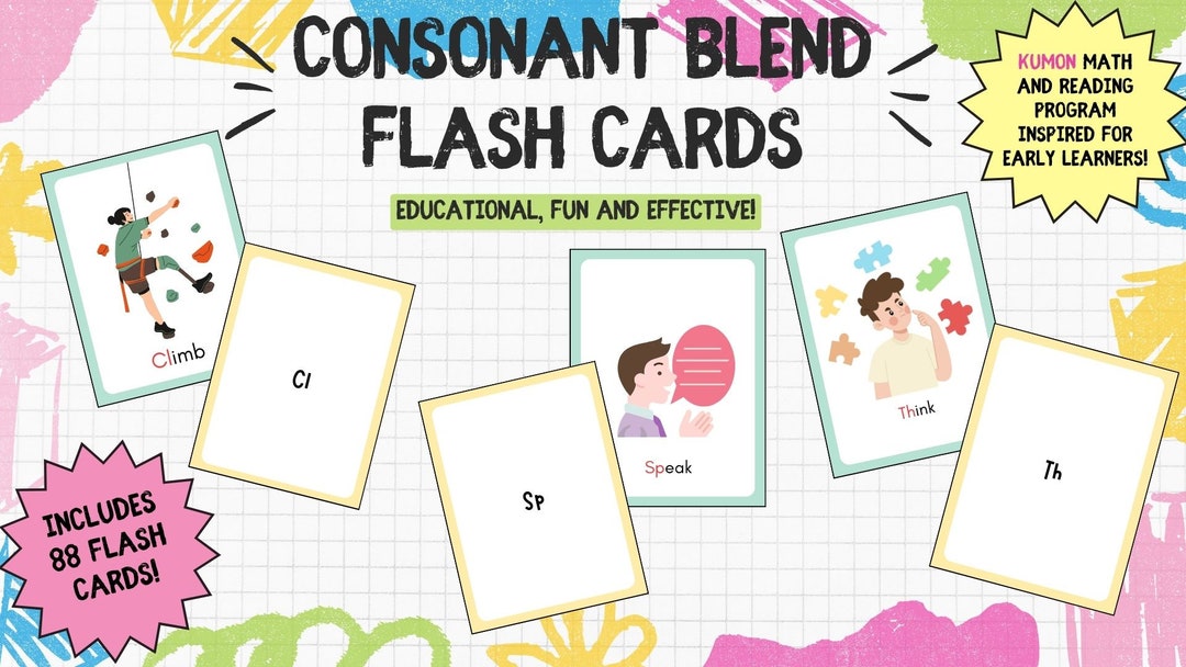 Consonant Blend Flash Cards for Early Learners - Etsy