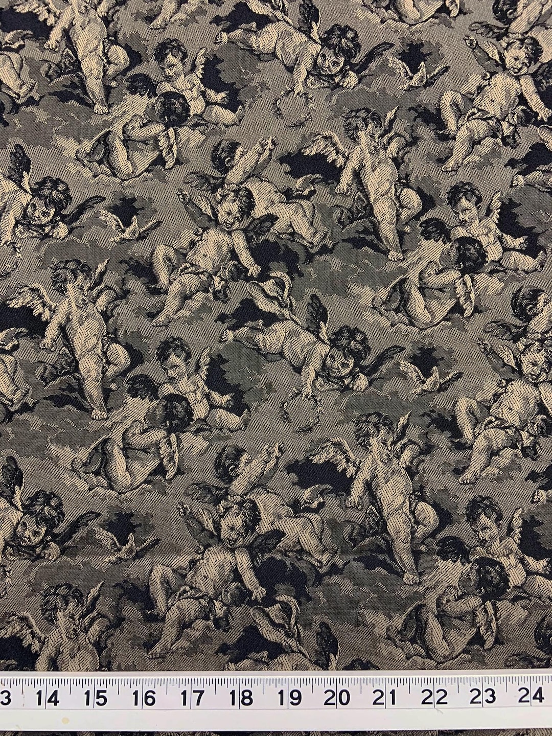 Cherub Fabric Woven Upholstery Fabric by the Yard Vintage Jacquard ...