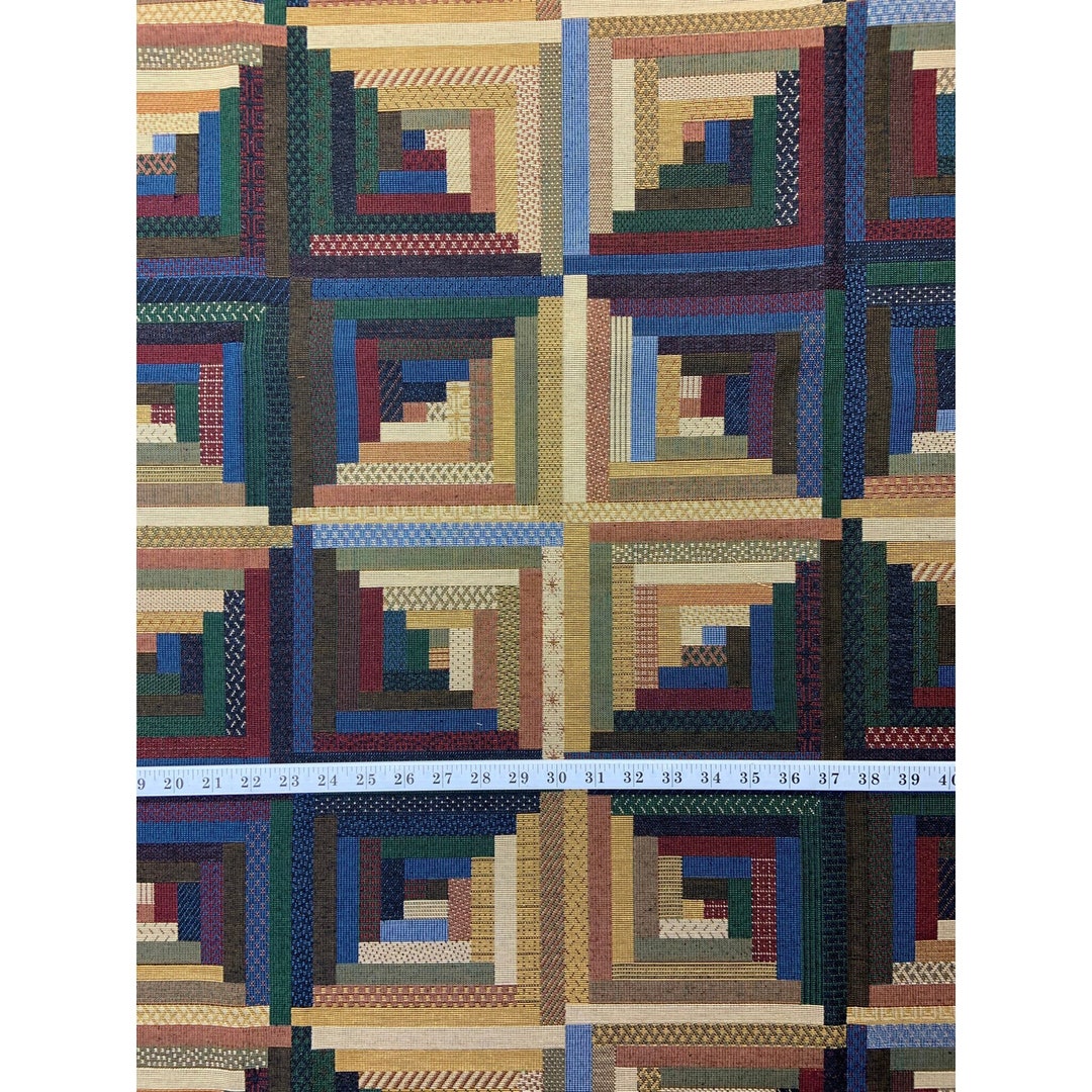 Log Cabin Quilt Design Tapestry Fabric by the Yard Tapestry Upholstery ...