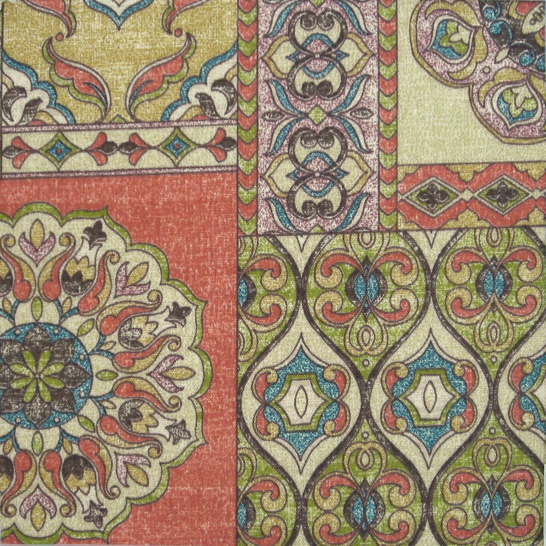2 Yards Fabric REMNANT Indoor Outdoor Fabric by the Yard Zerego Henna Richloom Bohemian ...