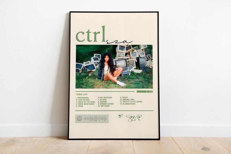 SZA Poster, CTRL Album Poater, SZA Wall Art, Music Poster, Spotify ...