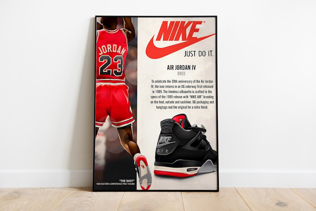 Air Jordan IV Poster, Nike Poster, Old Retro Nike Poster, Vintage ...