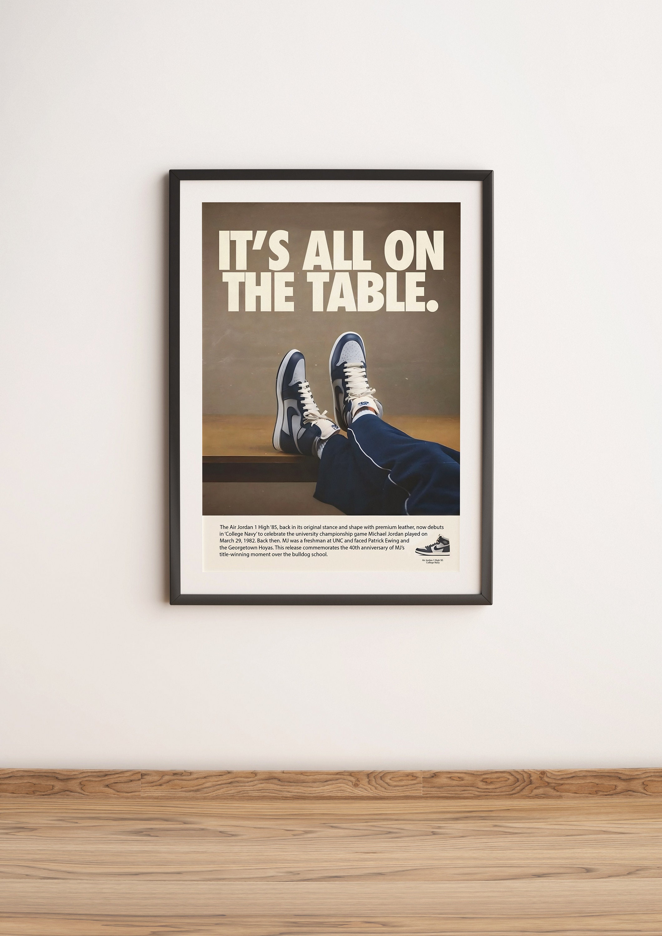 Air Jordan 1 High '85 College Navy Poster, Old Retro Nike Poster ...
