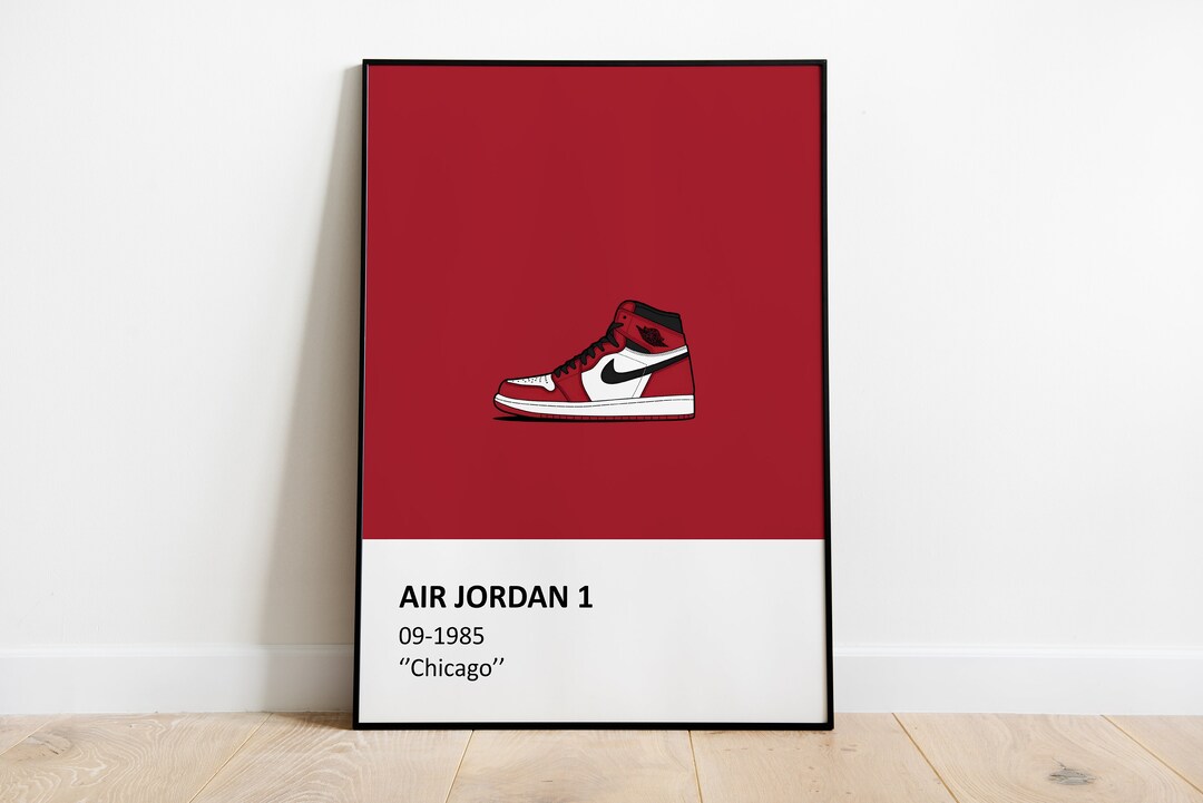 Air Jordan 1 Chicago Poster, Red Air Jordan 1 Shoe Poster, Sneaker ...