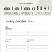 Printable Minimalist Weekly Checklist - Etsy