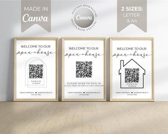 Real Estate Open House QR Code Sign-in Template - Etsy