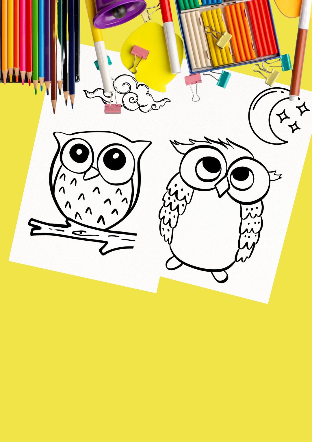 10 Funny Owl Coloring Pages for Kids - Etsy