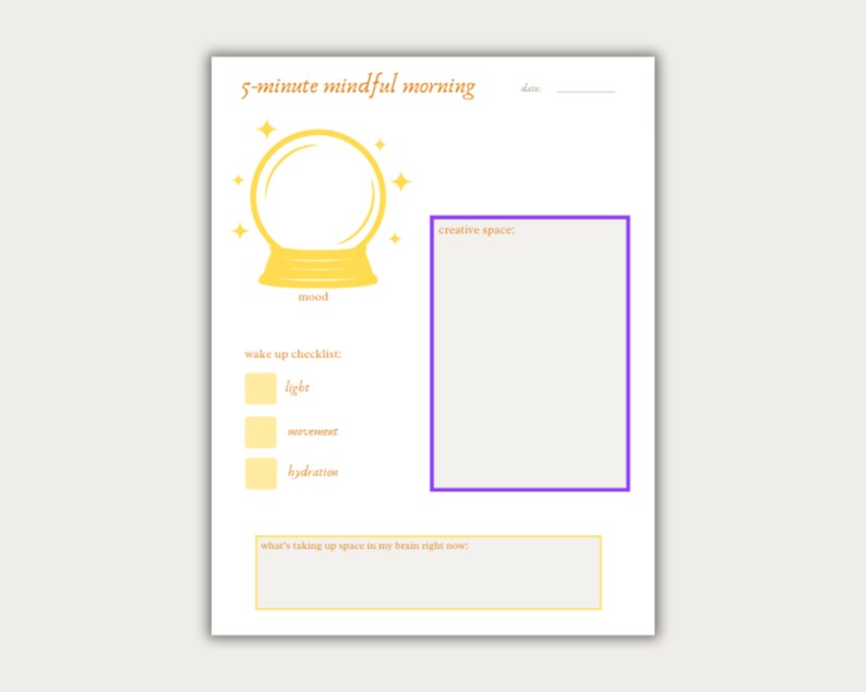 5-minute Journal Template | Printable Morning Pages | Mindfulness ...