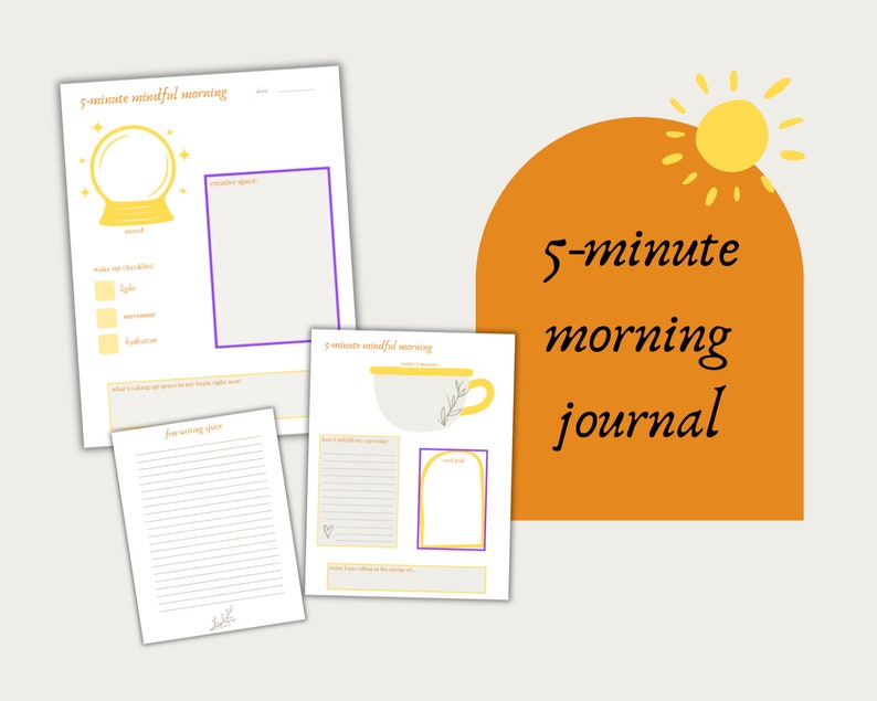 5-minute Journal Template | Printable Morning Pages | Mindfulness ...