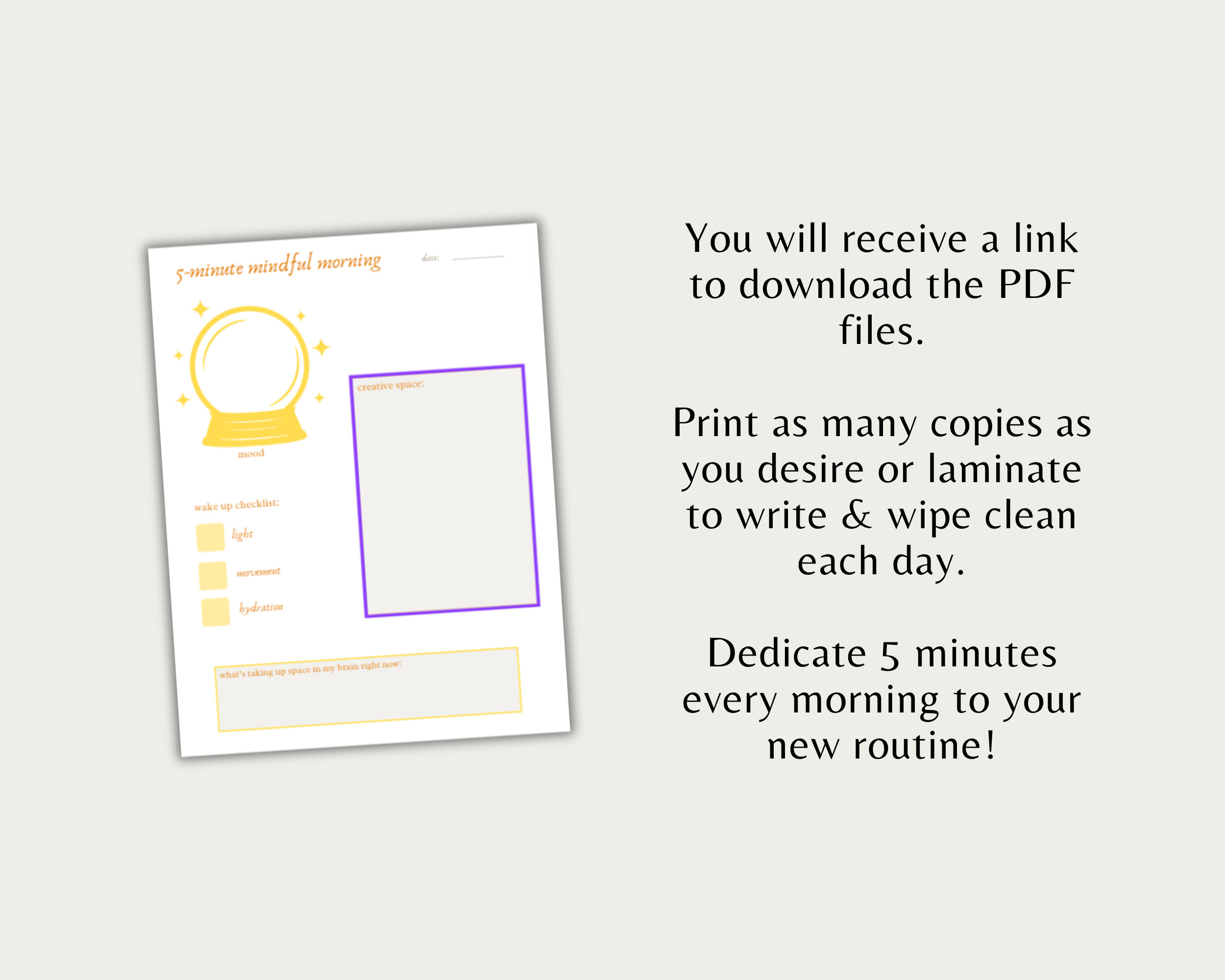 5-minute Journal Template Printable Morning Pages Mindfulness ...