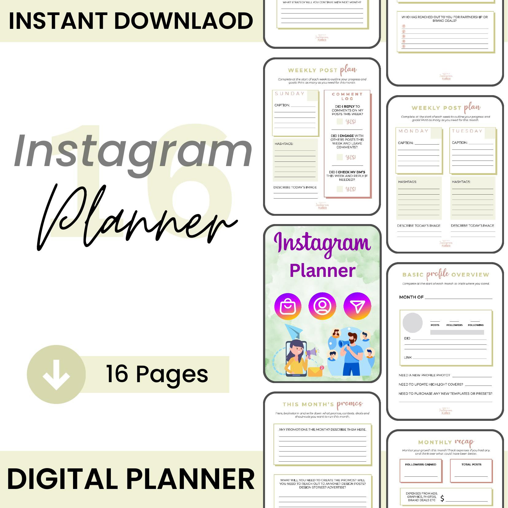 Instagram Planner Printable / Instagram Post Planner / Social Media ...