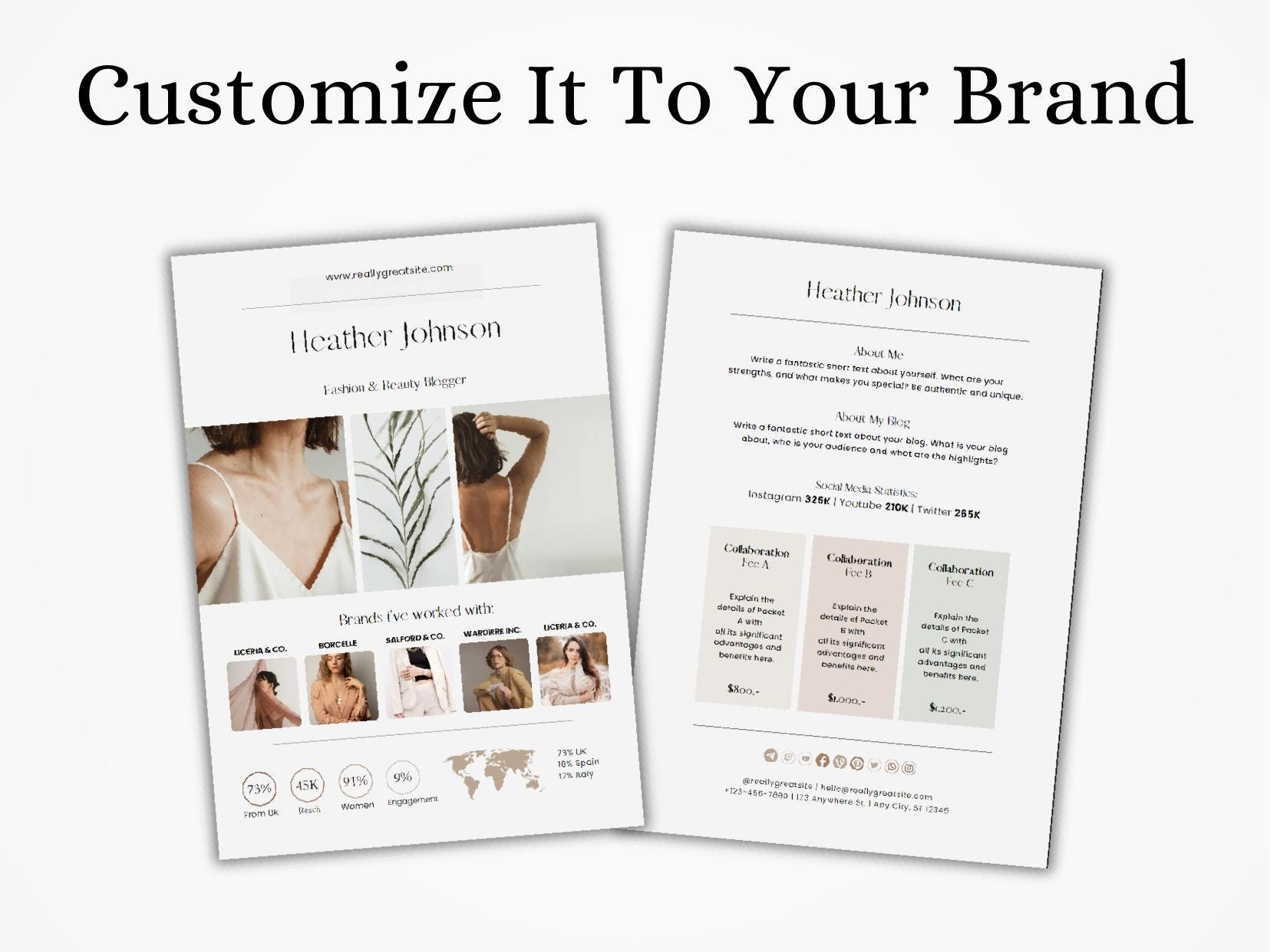 2 Page Media Kit / Canva Template / Instagram / Influencer / Blogger ...