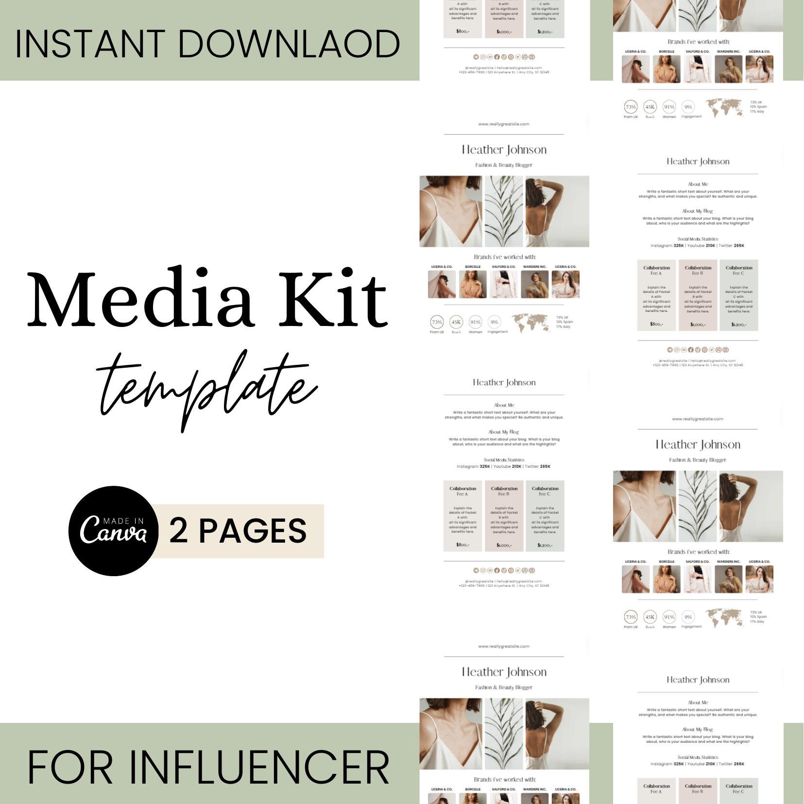 2 Page Media Kit / Canva Template / Instagram / Influencer / Blogger ...