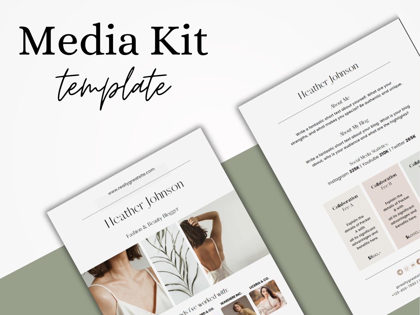 2 Page Media Kit / Canva Template / Instagram / Influencer / Blogger ...