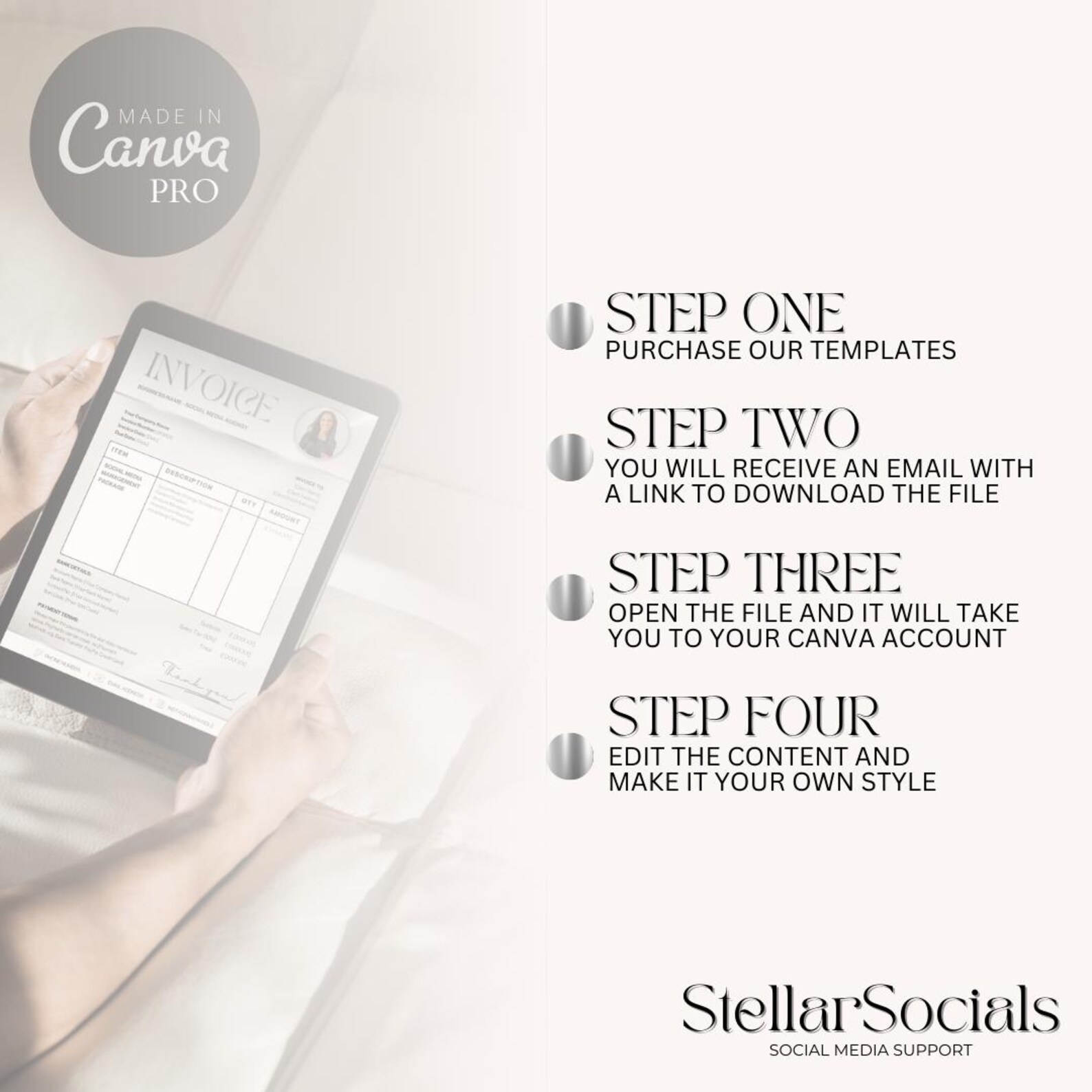 Silver Invoice Template | Editable Freelance Social Media Manager ...