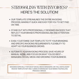 Rose Gold Invoice Template | Editable Freelance Social Media Manager ...